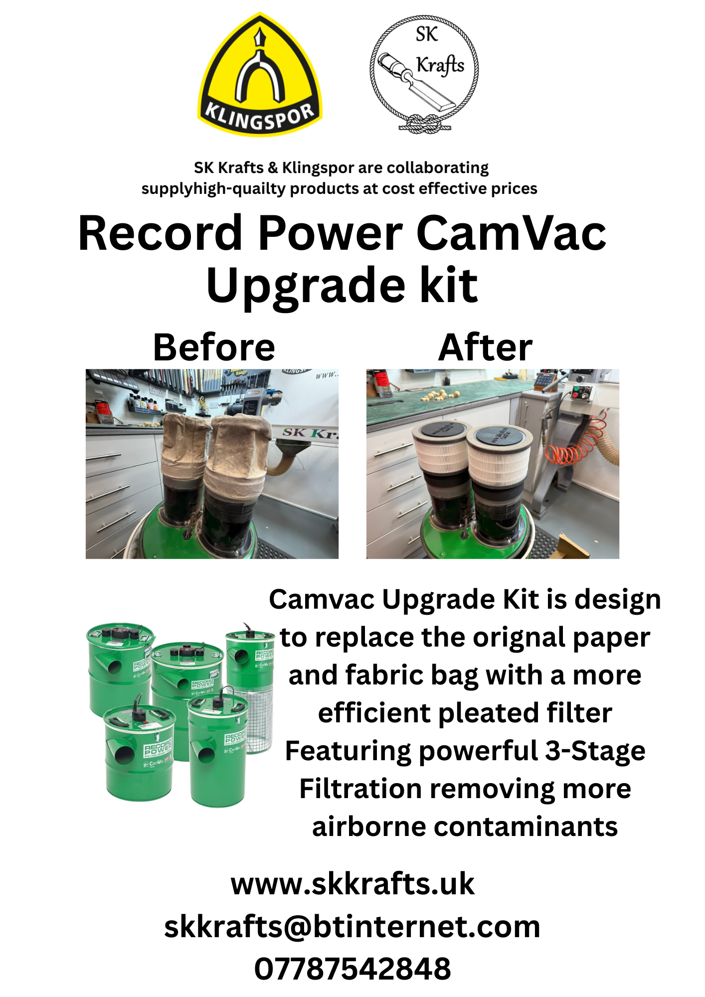 Record Power Camvac Upgrade Kit with HEPA & Carbon Filters